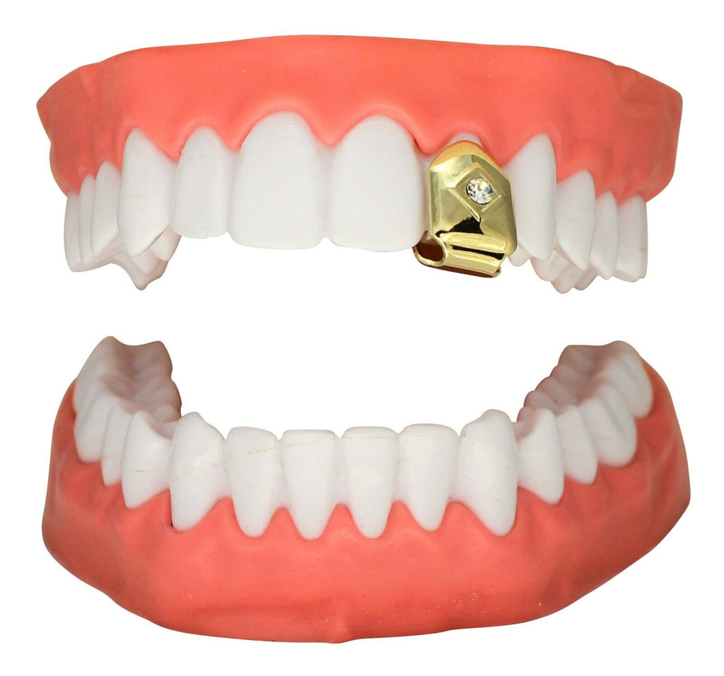 Cz Single Tooth Grill Cap Grillz Teeth w/Mold 14k Gold Plated Hip Hop ...