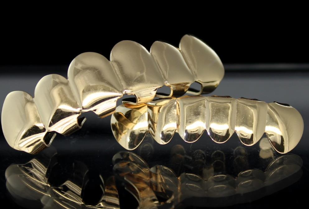Custom Fit 14k Gold Plated Teeth Grillz Caps Top & Bottom Set Grill ...